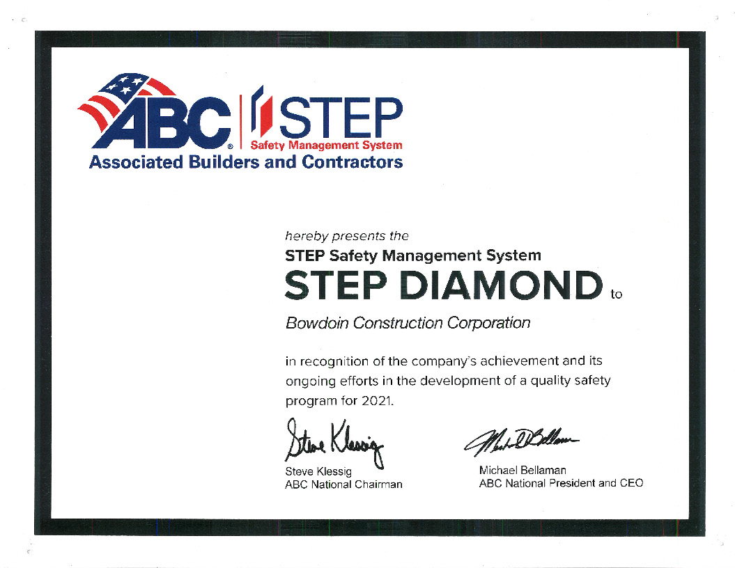 Bowdoin Awarded "Diamond" Level STEP Award For Safety - Bowdoin ...